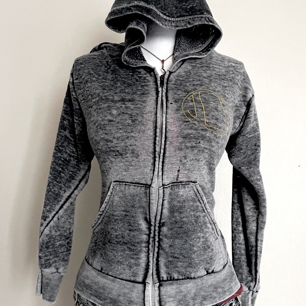 Ron Herman La Jet Distressed Zip Up Hoodie - Gem
